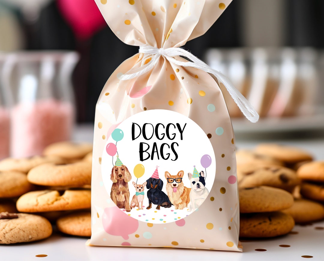 Doggy Bags Labels Dog Birthday, Dog Birthday Favor Bag Tags, Puppy ...