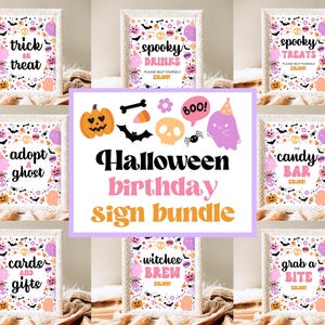 Editable Spooky Birthday Sign Bundle, Halloween Birthday Sign Seet ...