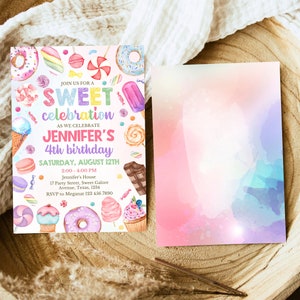 Editable Sweets Candy Invitation Template, Sweet Candy Birthday ...