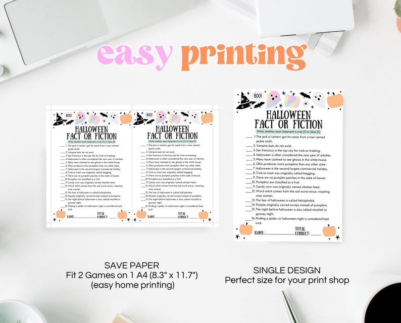 Halloween Fact or Fiction Game Template, Halloween True or False ...