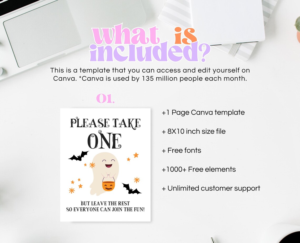 Printable Please Take One Treat Sign, Halloween Trick-or-treat Sign ...