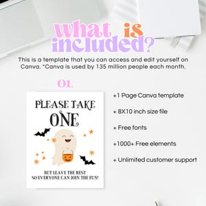 Printable Please Take One Treat Sign, Halloween Trick-or-treat Sign ...