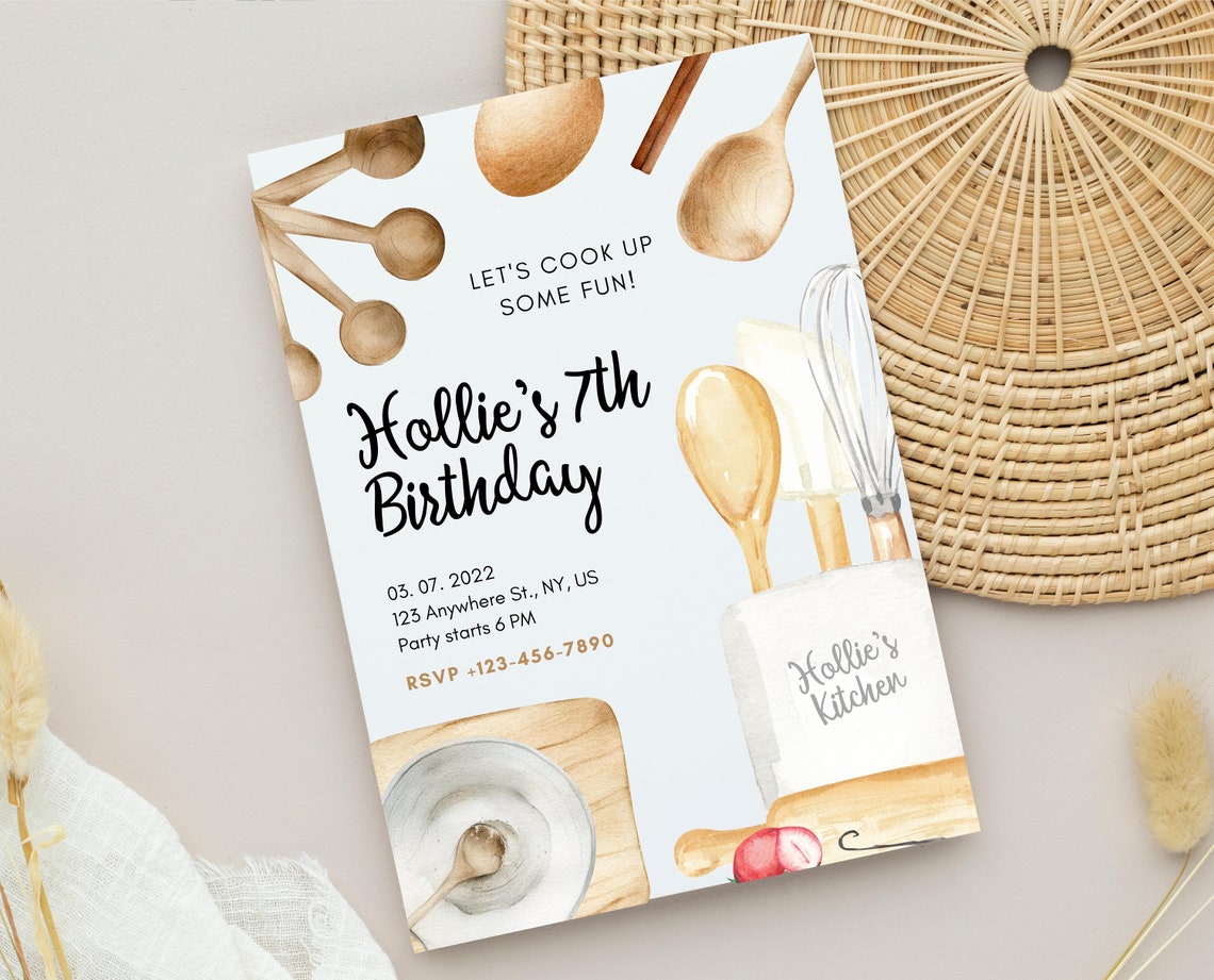 Editable Cooking Party Birthday Invitation Baking Cooking - Etsy
