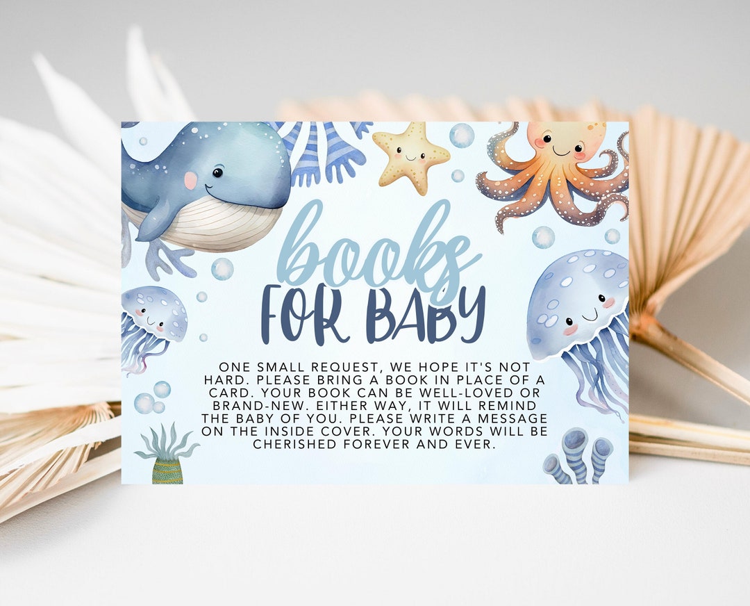 Under the Sea Baby Shower Books for Baby Template, Ocean Baby Shower ...