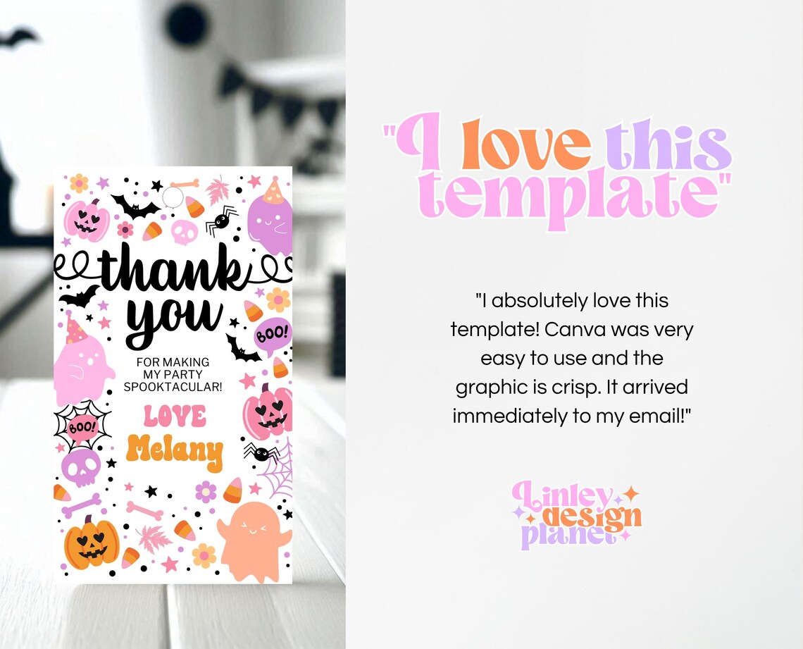 Editable Spooky Birthday Favor Tag, Halloween Birthday Thank You Tag ...
