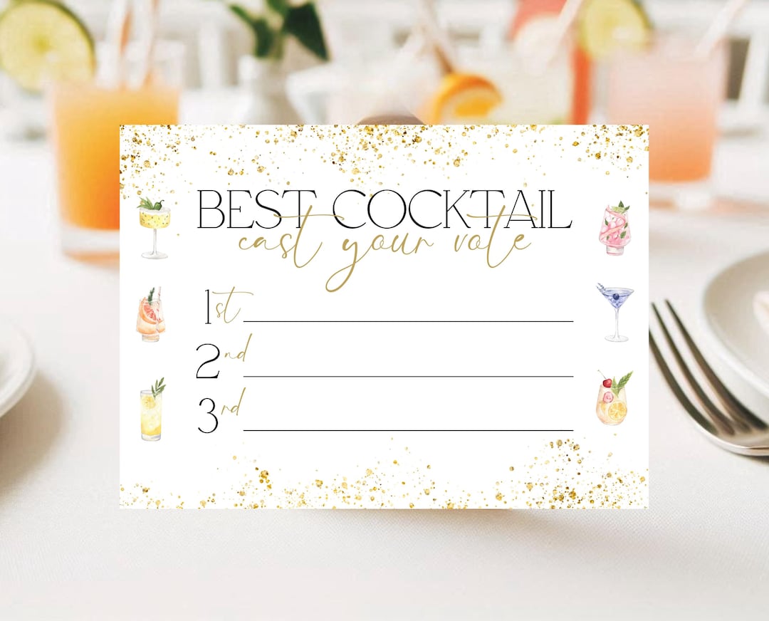 Editable Cocktail Competition Voting Card, New Years Cocktail Party ...
