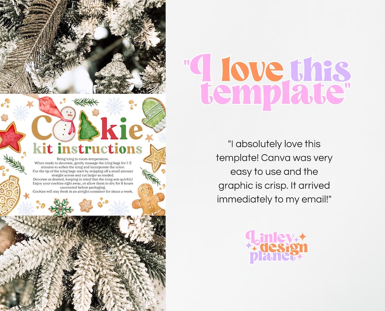 Editable Christmas Cookie Instructions Card, Editable Cookie Kit ...