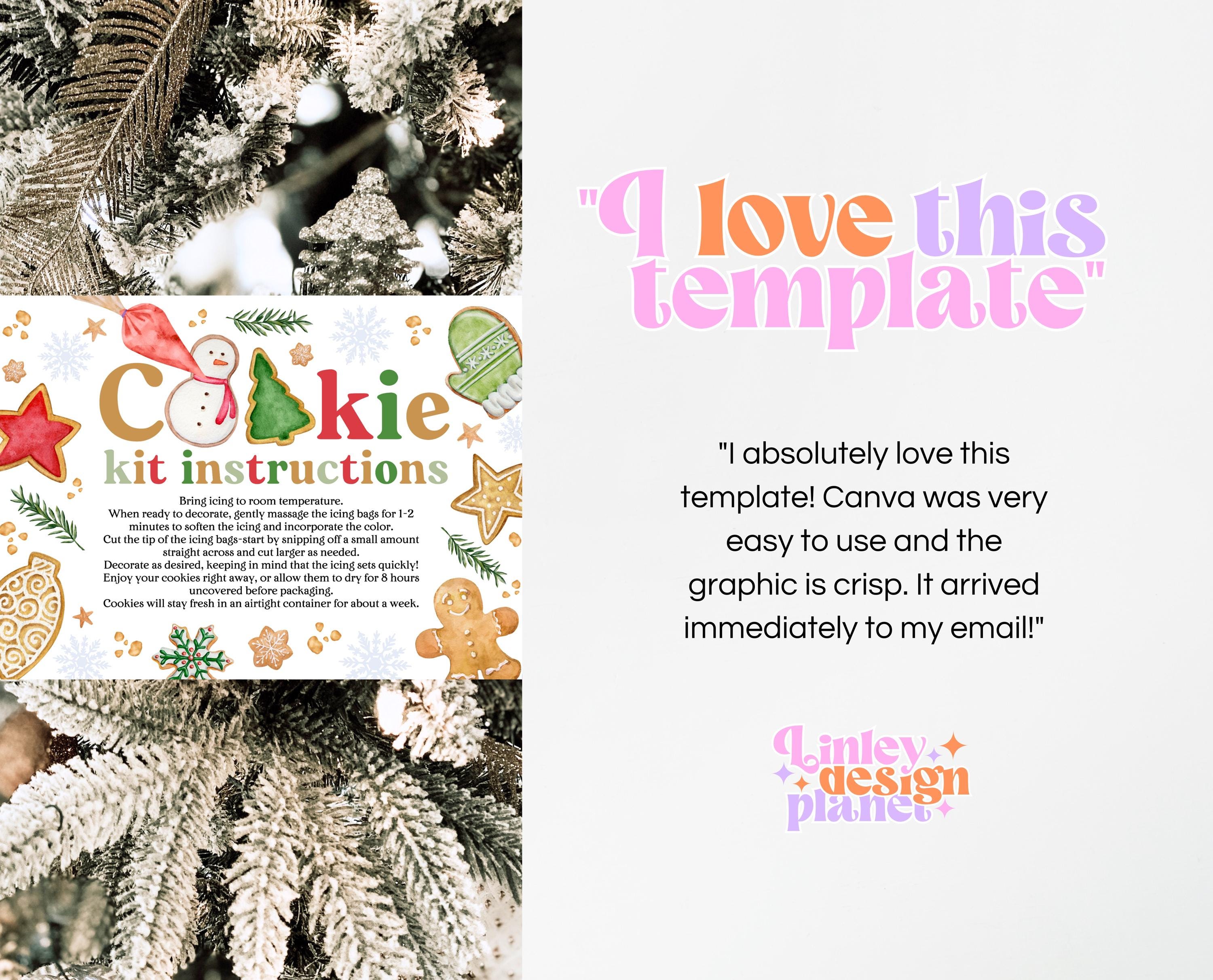 Editable Christmas Cookie Instructions Card, Editable Cookie Kit ...