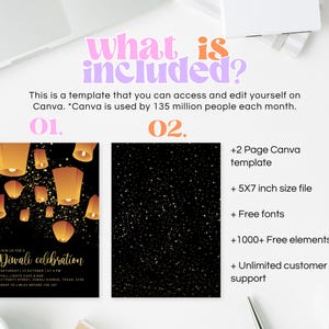 Editable Diwali Floating Lanterns Invitation, Gold Diwali Party Invitation, Hindu Festival of ...