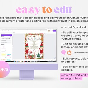 Editable Christmas Elf Magic Rules With 2 Elfs Template, Do Not Touch ...