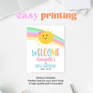 Editable Sunshine Birthday Welcome Sign, Sunshine Birthday, Girl First ...
