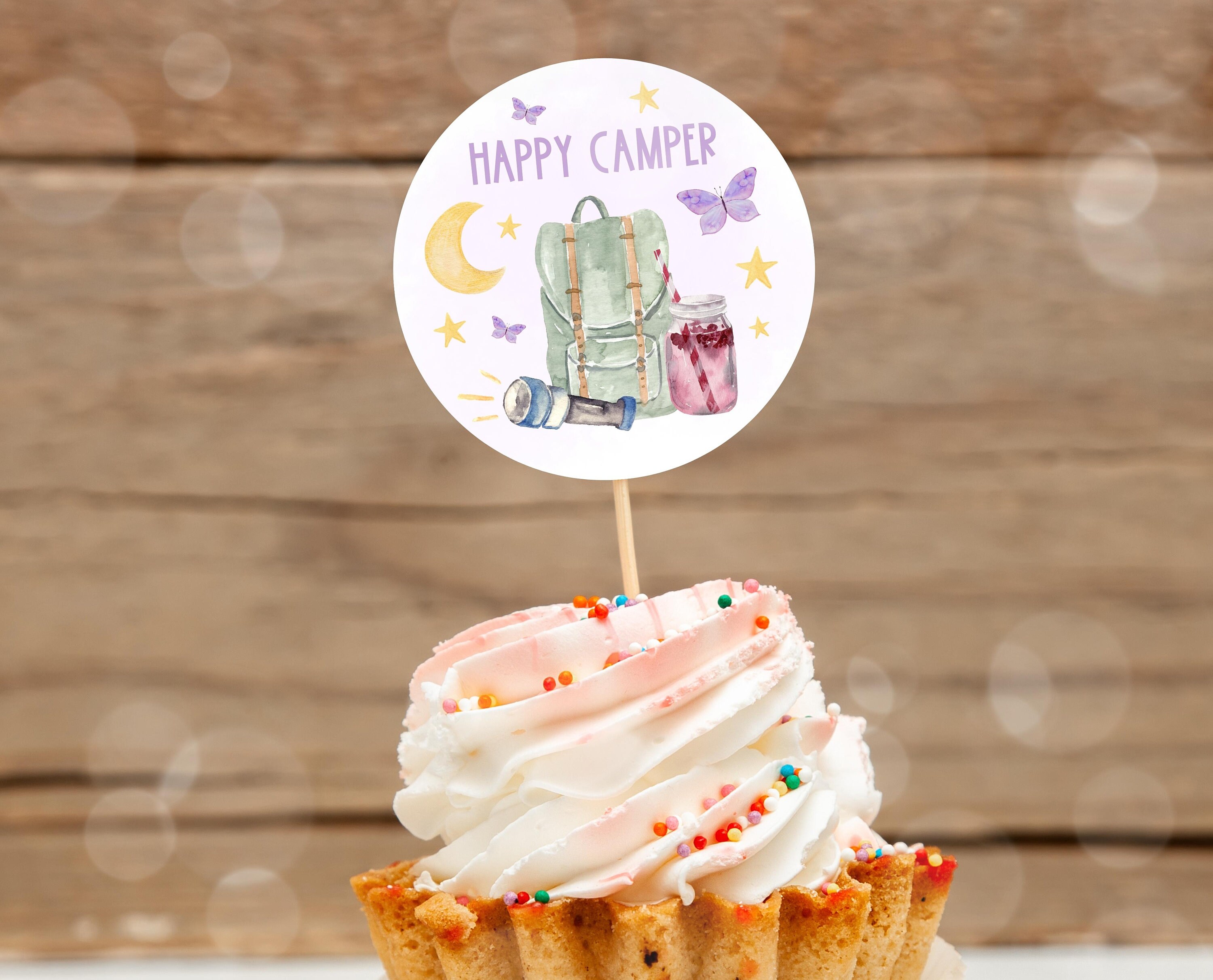 Editable Camp Party Cupcake Toppers Camp Out Birthday Party - Etsy