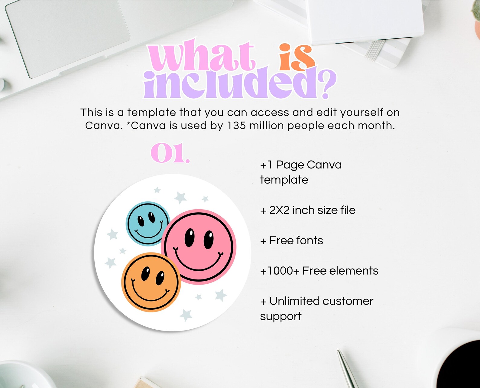 Editable Smiley Face Cupcake Toppers Template, Groovy Smiley Birthday ...