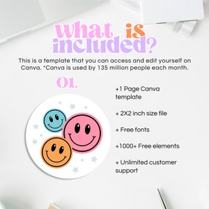 Editable Smiley Face Cupcake Toppers Template, Groovy Smiley Birthday ...