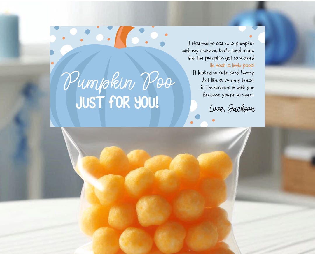 Editable Pumpkin Poop Bag Topper, Halloween Favor Tag, Trick or Treat ...
