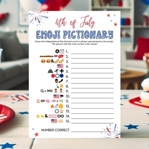 Printable 4th of July Emoji Pictionary Game, July 4th Games ...