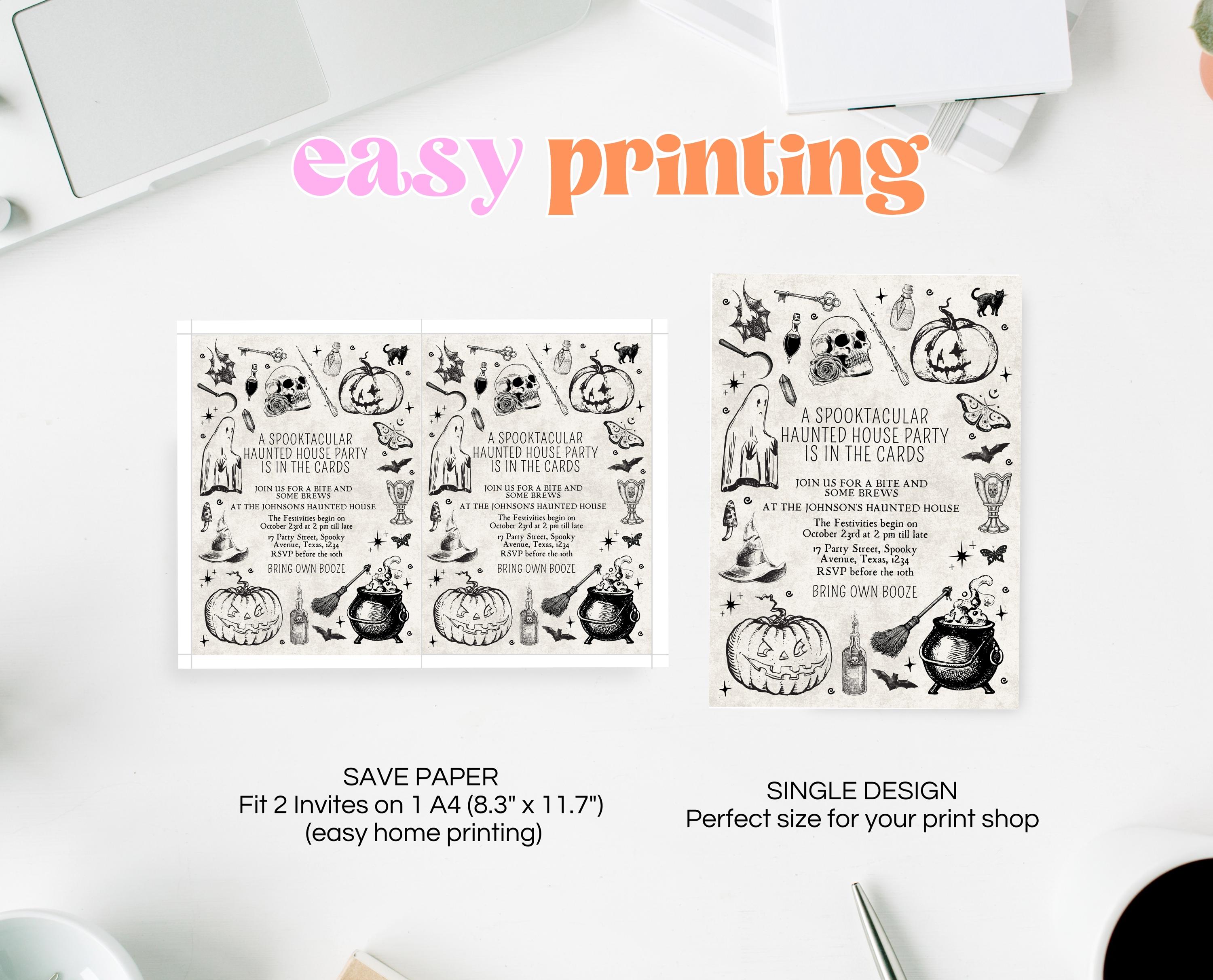 Editable Vintage Halloween Invitation, Haunted House in the Cards ...