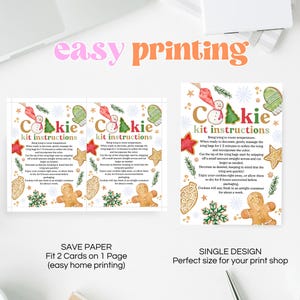 Editable Christmas Cookie Instructions Card Template, Editable Cookie ...