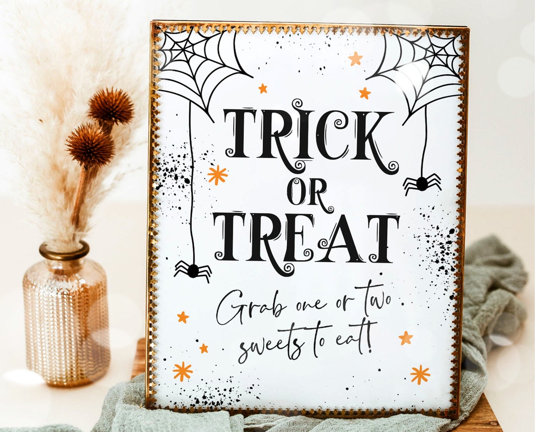 Printable Please Take One Treat Sign Halloween Trick-or-treat - Etsy