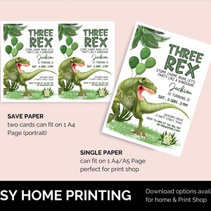 Editable Green Dinosaur Birthday Invitation, Dinosaur Birthday Party ...
