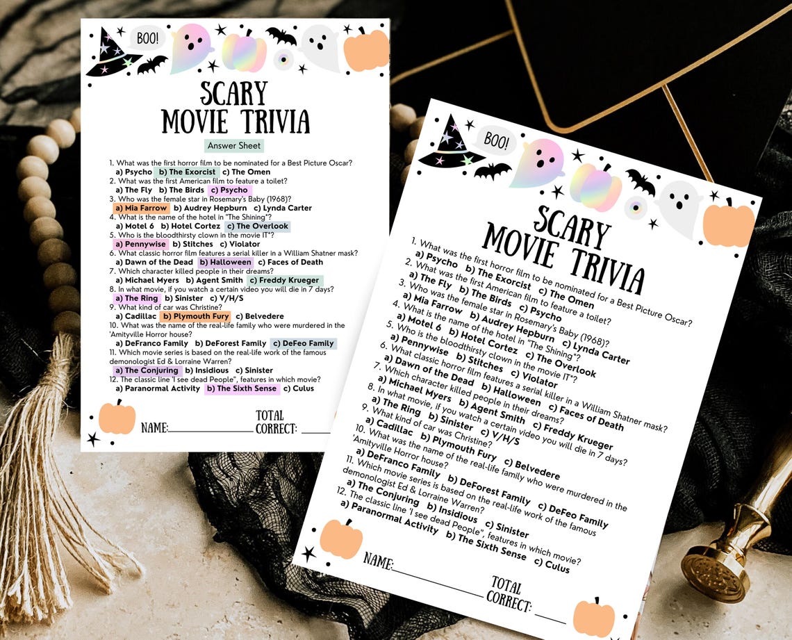Editable Halloween Scary Movie Trivia Game (digital Download) - Etsy