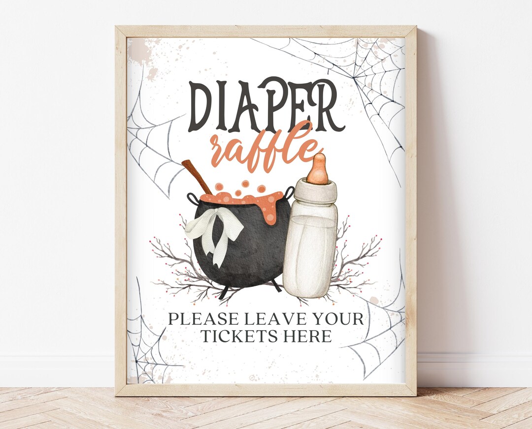 Diaper Raffle Sign Halloween Baby Shower, Halloween Baby Shower Game ...