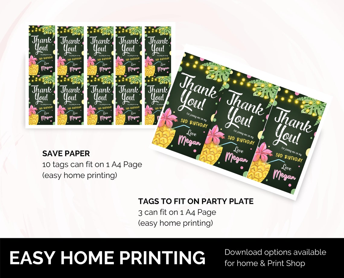 Editable Hawaiian Luau Birthday Favor Tag Tropical Pool Party - Etsy