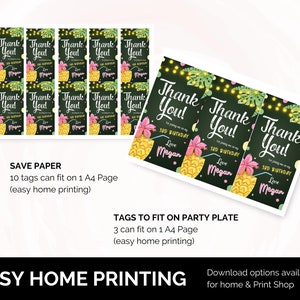 Editable Hawaiian Luau Birthday Favor Tag Tropical Pool Party Aloha ...