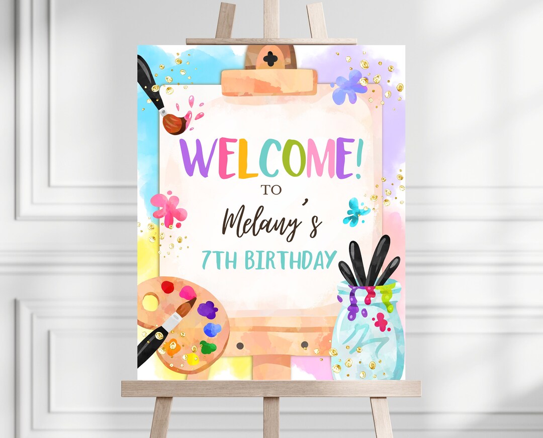 Editable Painting Art Birthday Welcome Sign, Art Party Birthday Welcome ...