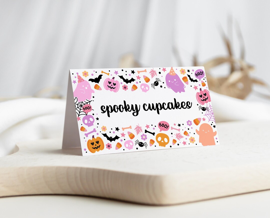 Editable Spooky Birthday Food Label, Halloween Birthday Tent Cards ...