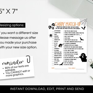 Halloween Candy Match-up Game Template Halloween Trivia - Etsy