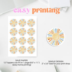 Editable Sunshine Baby Shower Cupcake Toppers, Here Comes the Son Baby ...