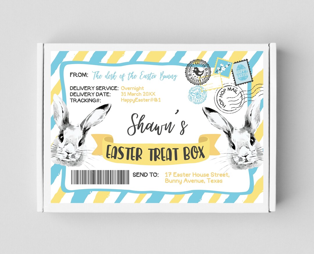 Editable Easter Treat Box Label, Gift Easter Treat Boxes, Egg Hunt Boy ...