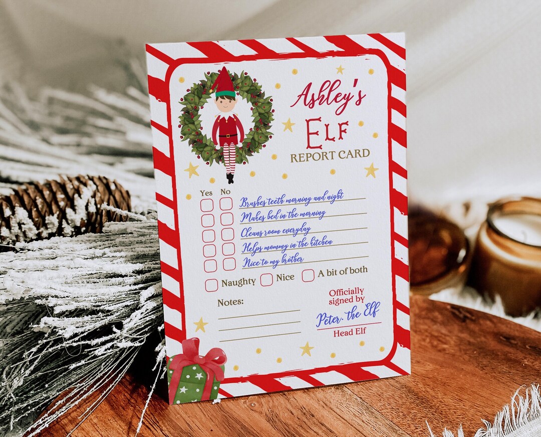 Editable Elf Report Card Template, Report Card to Santa, Elf Activity ...