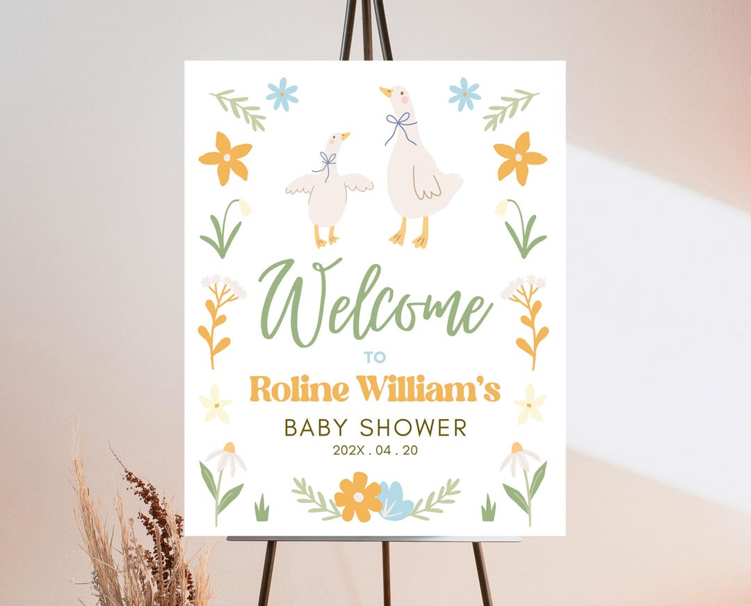 Editable Goose Baby Shower Welcome Sign, A Silly Goose Baby Shower ...
