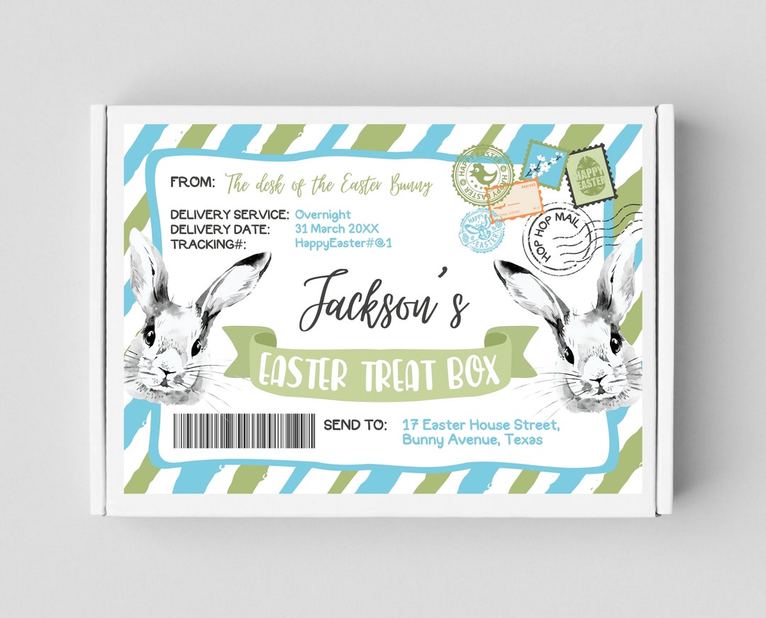 Editable Easter Treat Box Label, Gift Easter Treat Boxes, Egg Hunt Boy ...