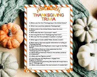 Thanksgiving Trivia Game, Printable Thanksgiving Party Game ...