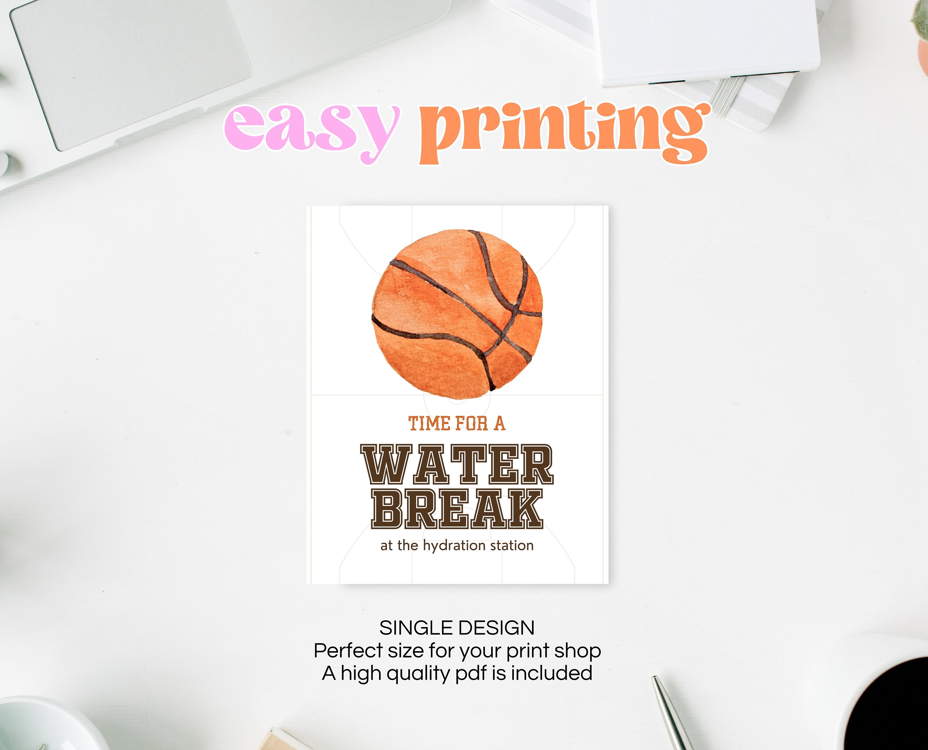 Basketball Water Break Sign, Printable Template (digital Download) - Etsy