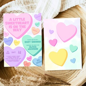 Editable Sweetheart Candy Baby Shower Invitation, Hearts Candy Theme ...