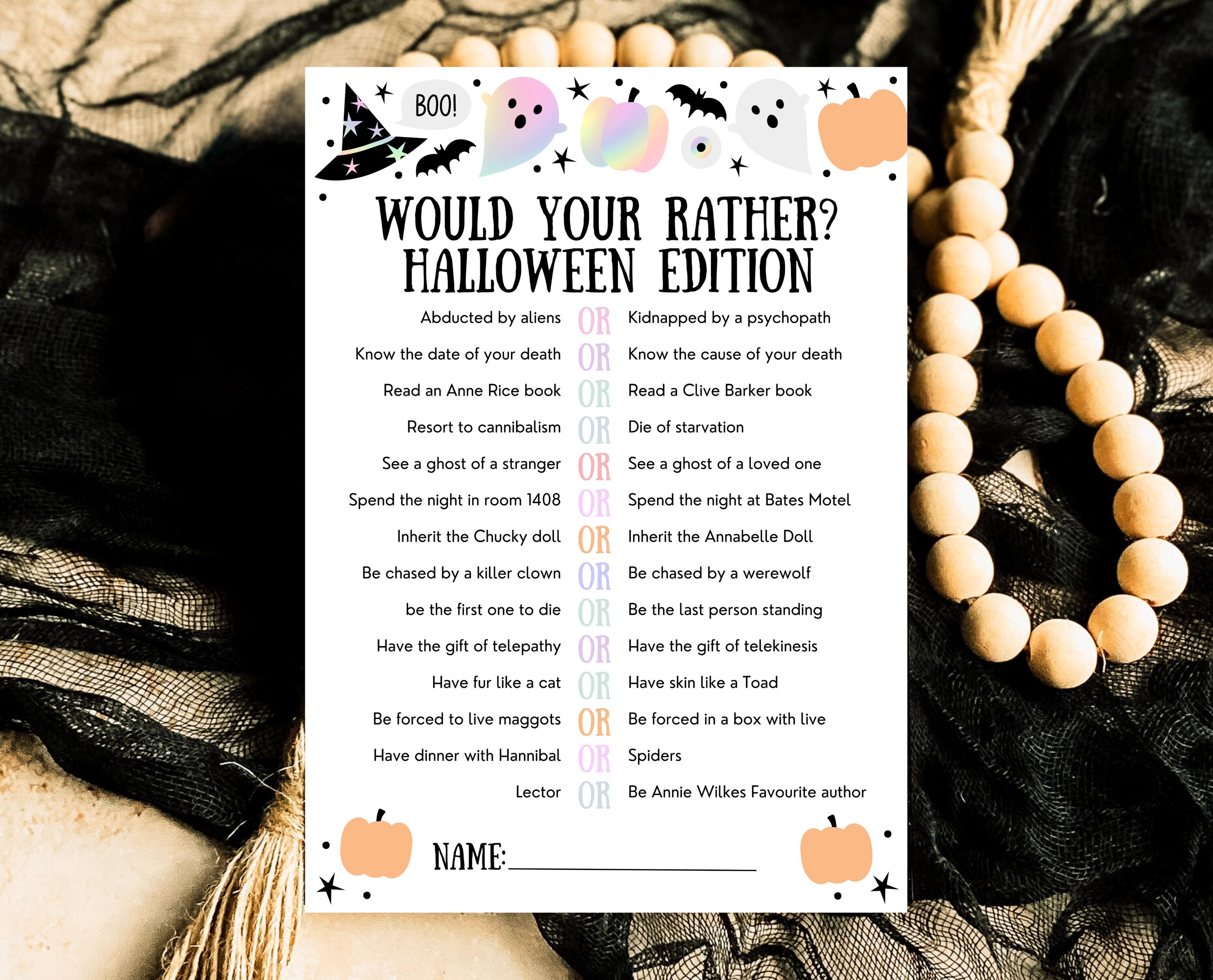 Halloween What Would You Rather Game, Halloween Trivia Game Template ...