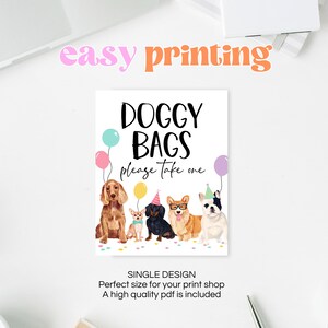 Editable Favor Doggy Bag Sign , Puppy Birthday Table Decor Dog Birthday ...