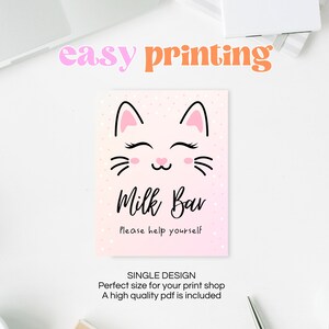 Milk Bar Sign Kitty Cat Birthday, Kitten Party Meow Mix Sign, Pink ...