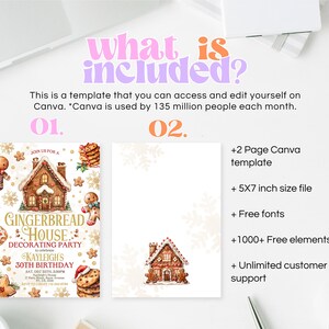 Editable Gingerbread House Birthday Party Invitation, Christmas Cookie ...