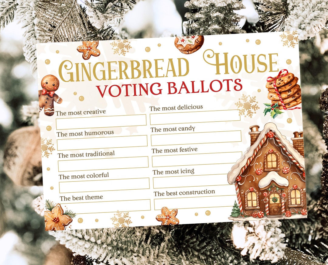 Editable Gingerbread House Voting Ballot Template, Pink Christmas ...