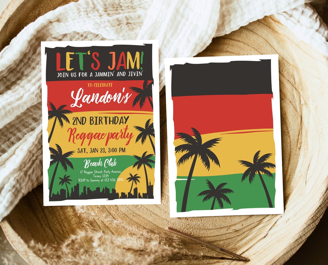 Editable Reggae Birthday Party Invitation, Reggae One Love 1st Birthday ...
