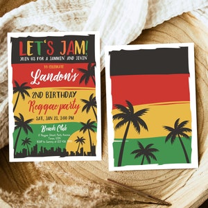 Editable Reggae Birthday Party Invitation, Reggae One Love 1st Birthday ...