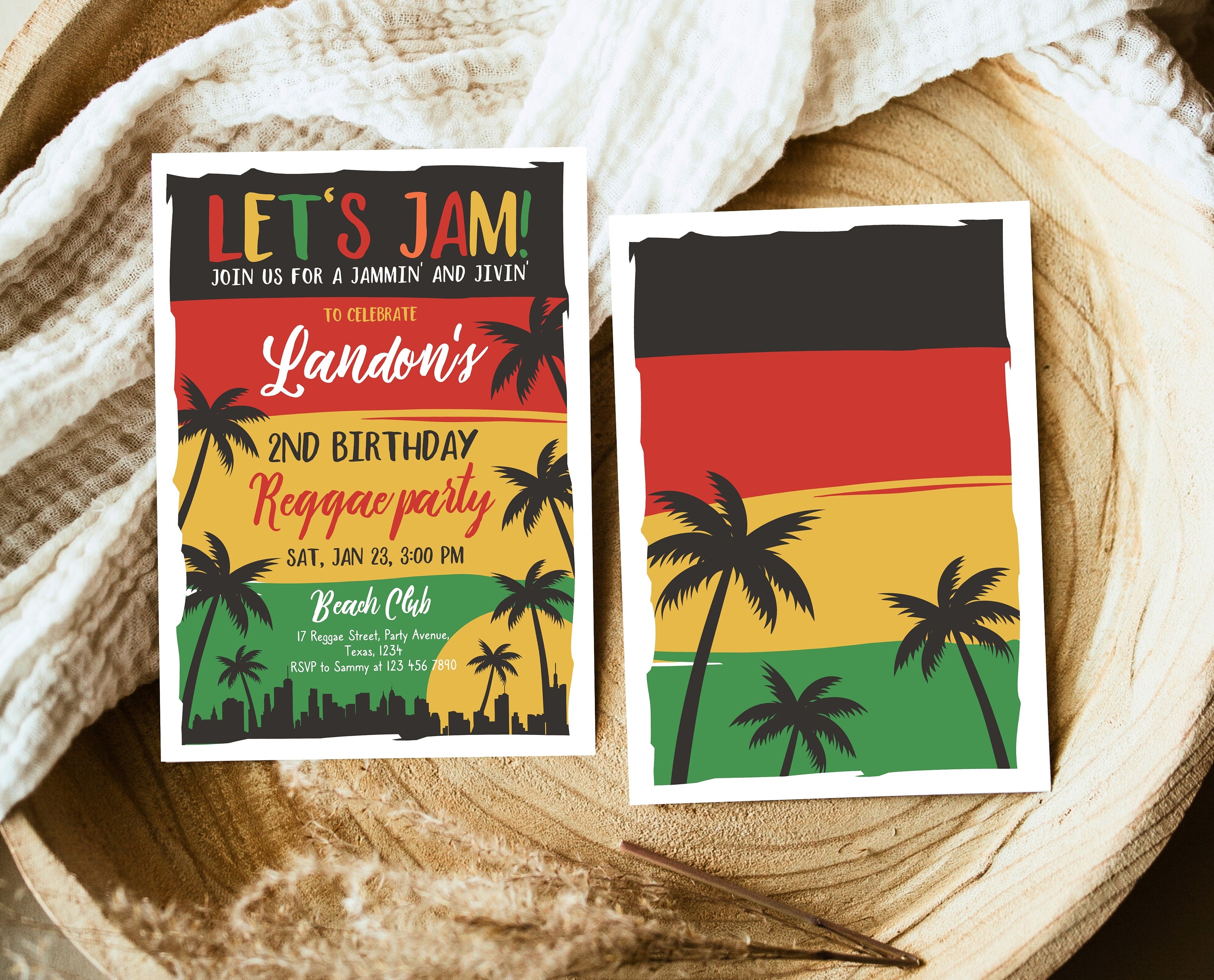 Editable Reggae Birthday Party Invitation, Reggae One Love 1st Birthday ...
