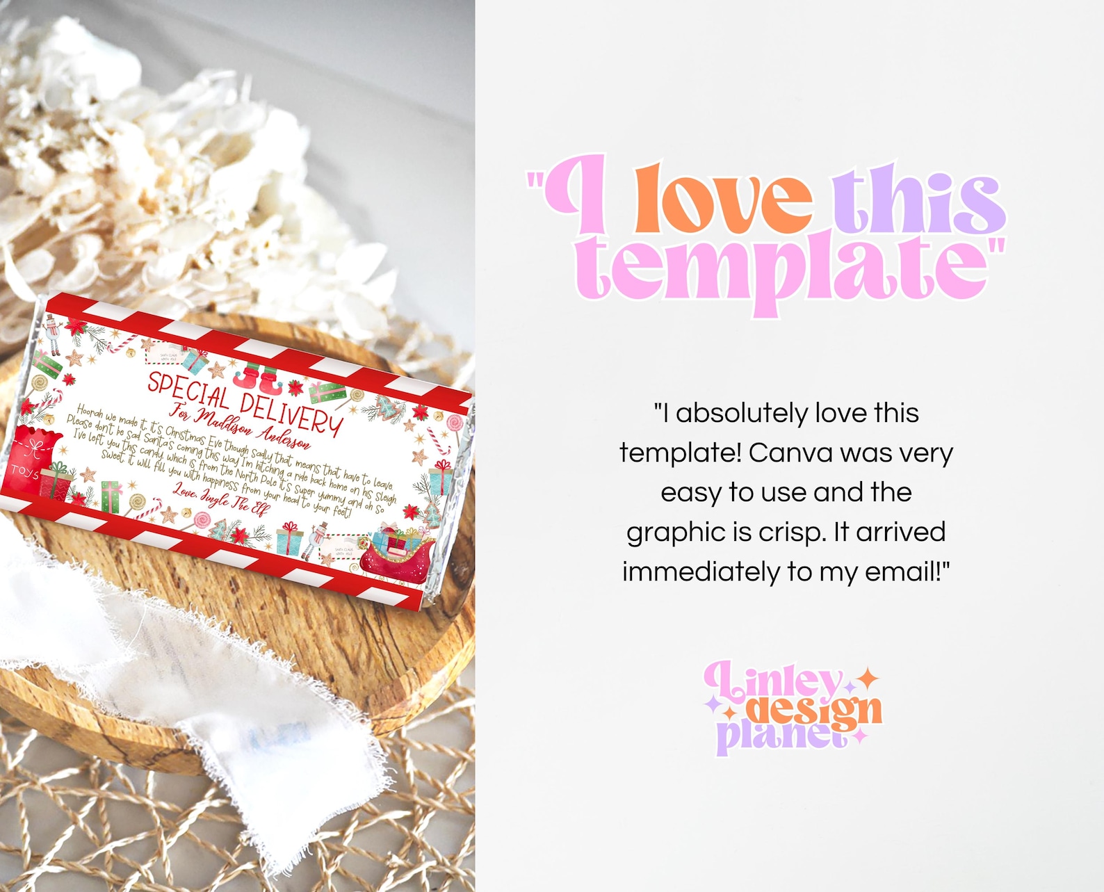 Editable Elf Letter Candy Bar Wrapper, Christmas Eve Chocolate Wrapper ...