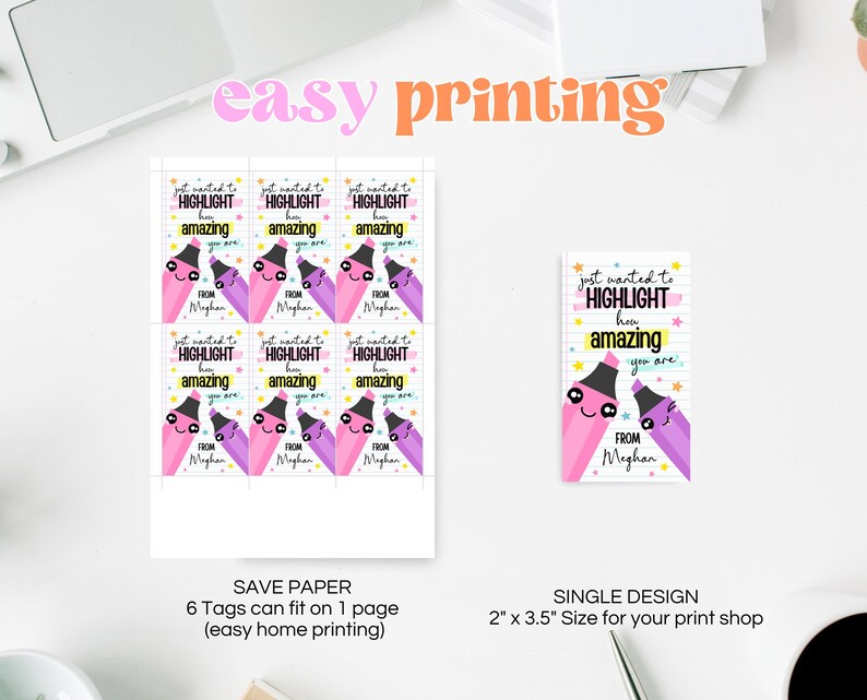 Editable Teacher Appreciation Highlighter Gift Tag (digital Download ...