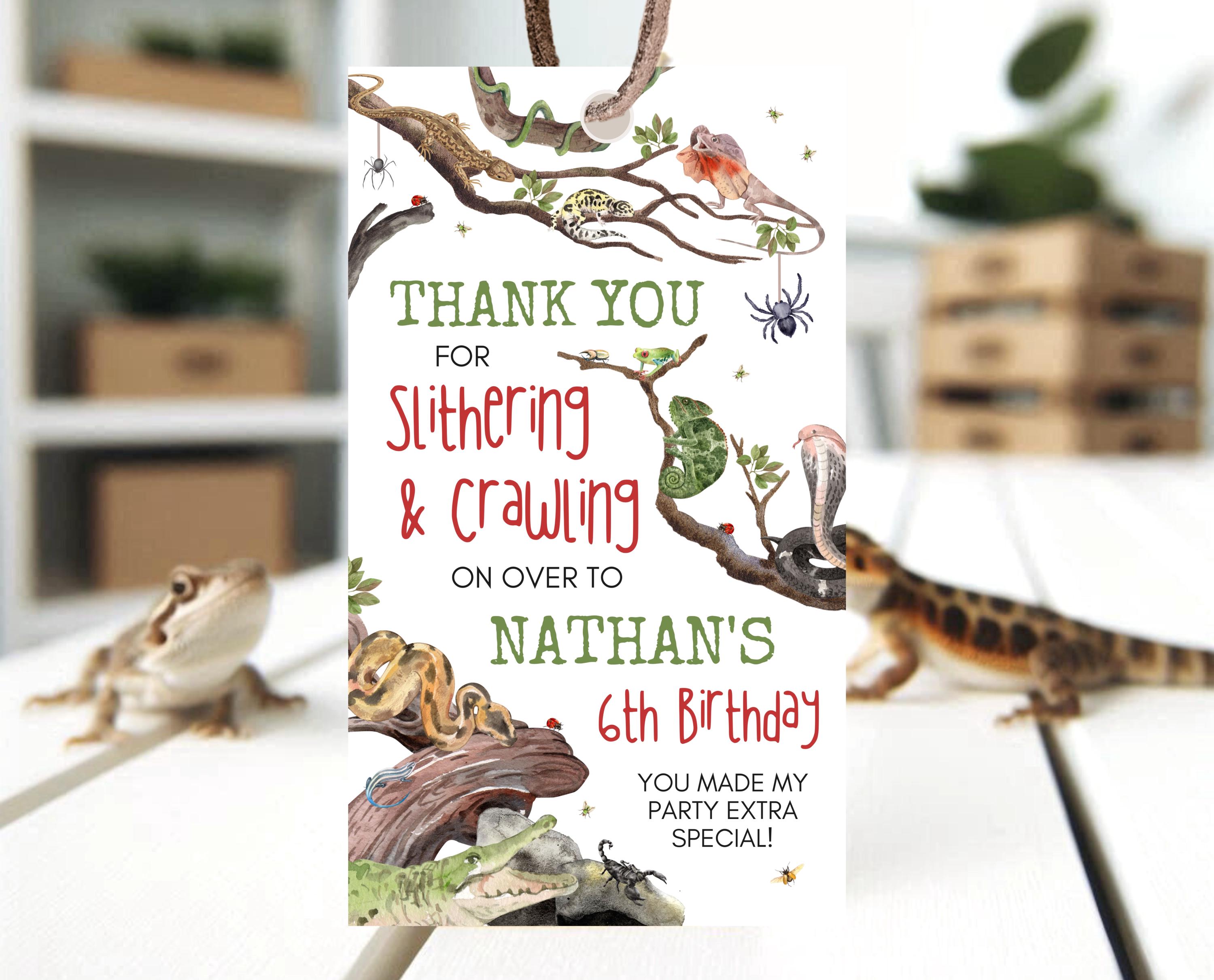 Editable Reptile Birthday Favor Tag: Snake Party Thank You (digital ...